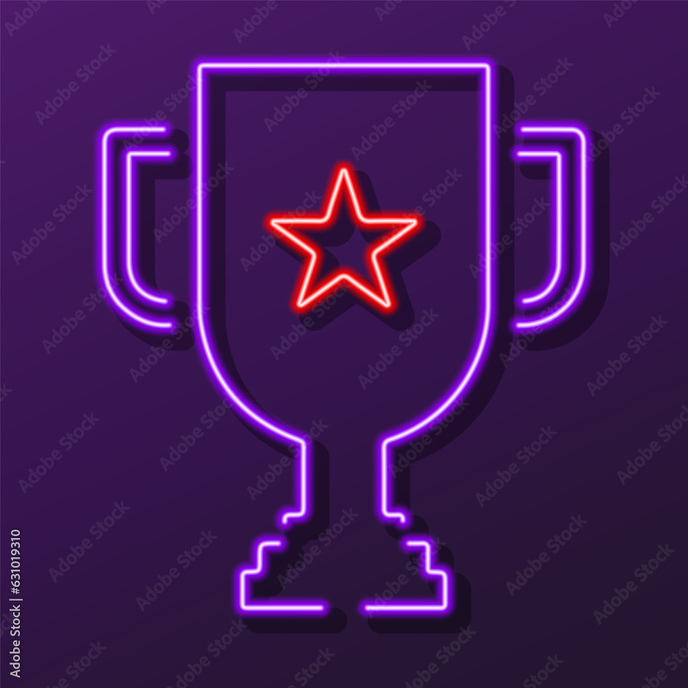 winner cup neon sign, modern glowing banner design, colorful modern ...