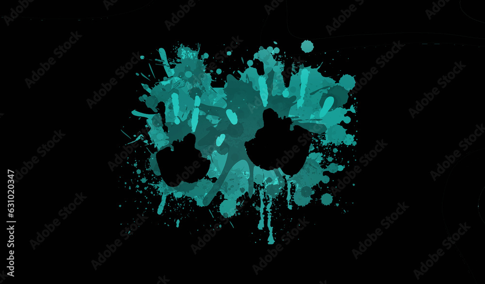 Top view, Abstract texture of paint splash brushes cyan color isolated ...
