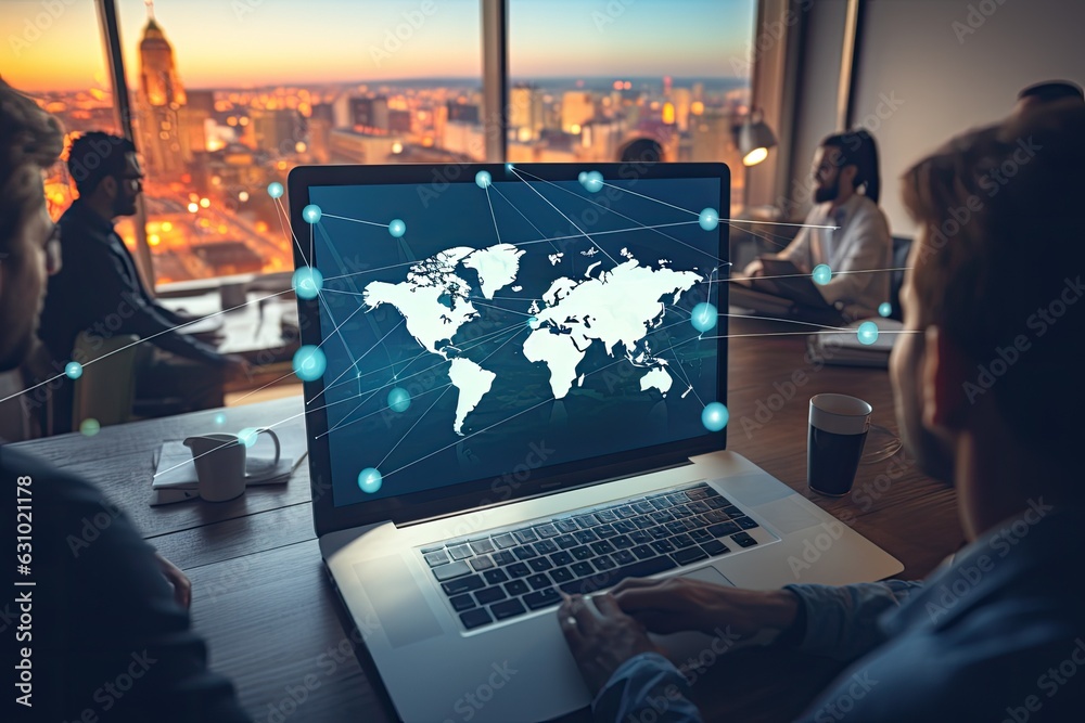 Virtual team meeting with remote employees using video conferencing ...