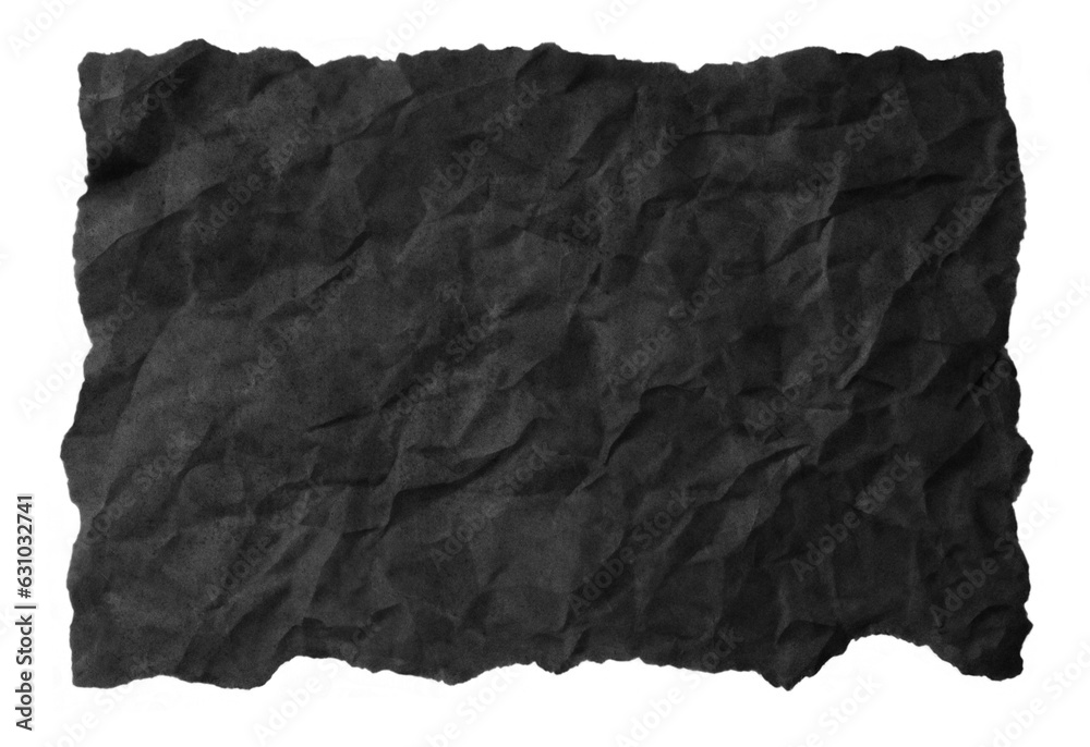 crumpled and torn black paper sheet isolated Stock Photo | Adobe Stock