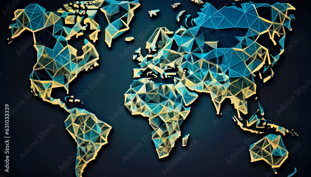 Map of the world made up of triangles Generative AI Stock Photo | Adobe ...