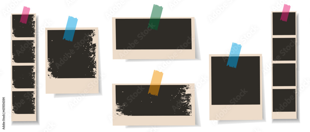 Big set with Blank Retro photo frame for Scrapbook. Design of vintage ...