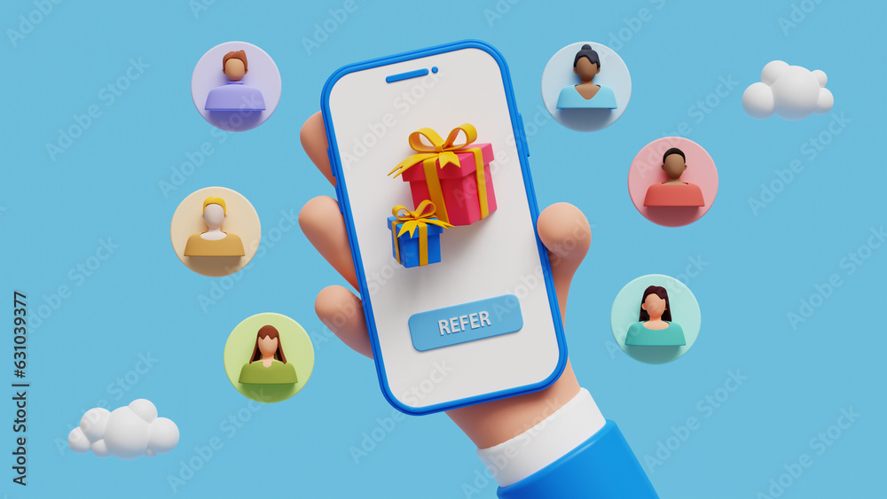 Referral Program Illustration, Get Rewards by Inviting People to Join ...