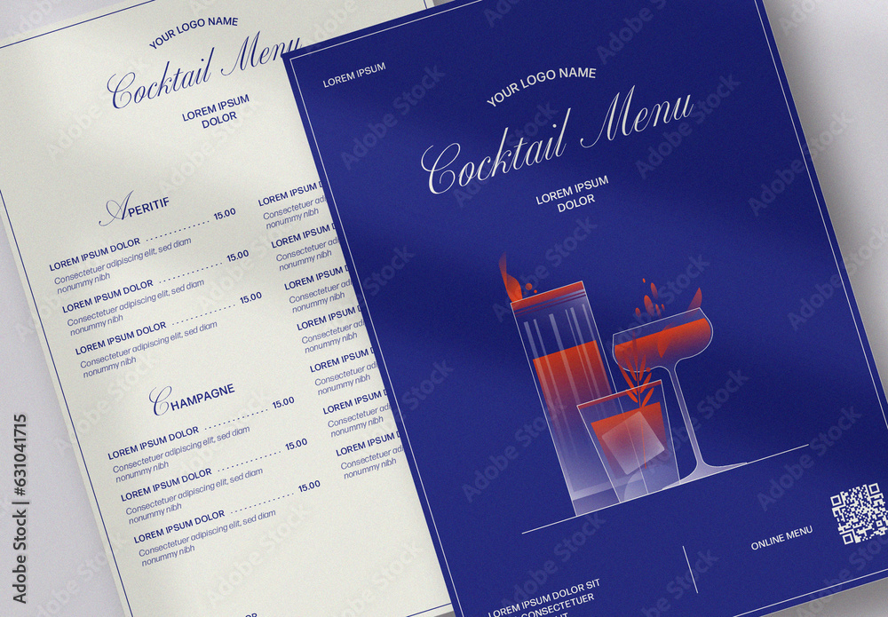 Elegant Cocktails Menu Stock Template | Adobe Stock