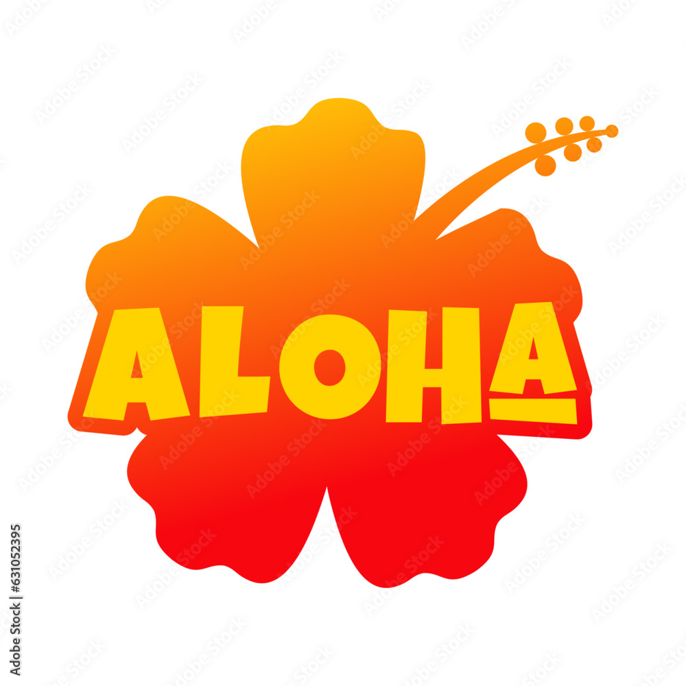 Logo vacaciones en Hawái. Letras de la palabra aloha con letras estilo ...