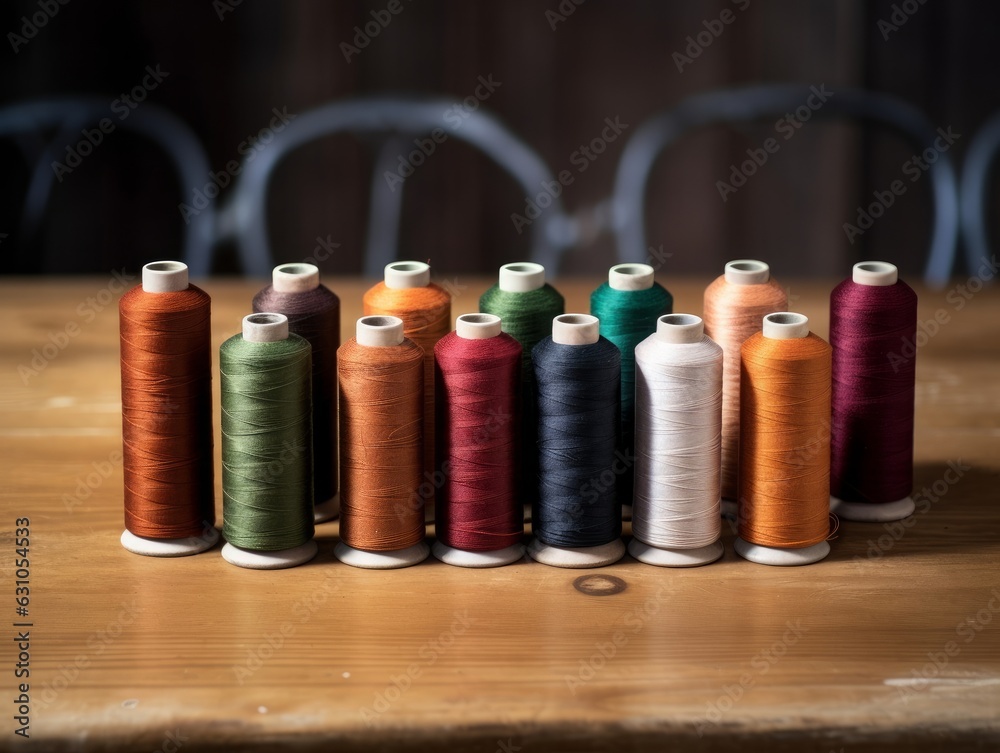 Color selection in textiles. Earthy colors. Large spool of colored ...
