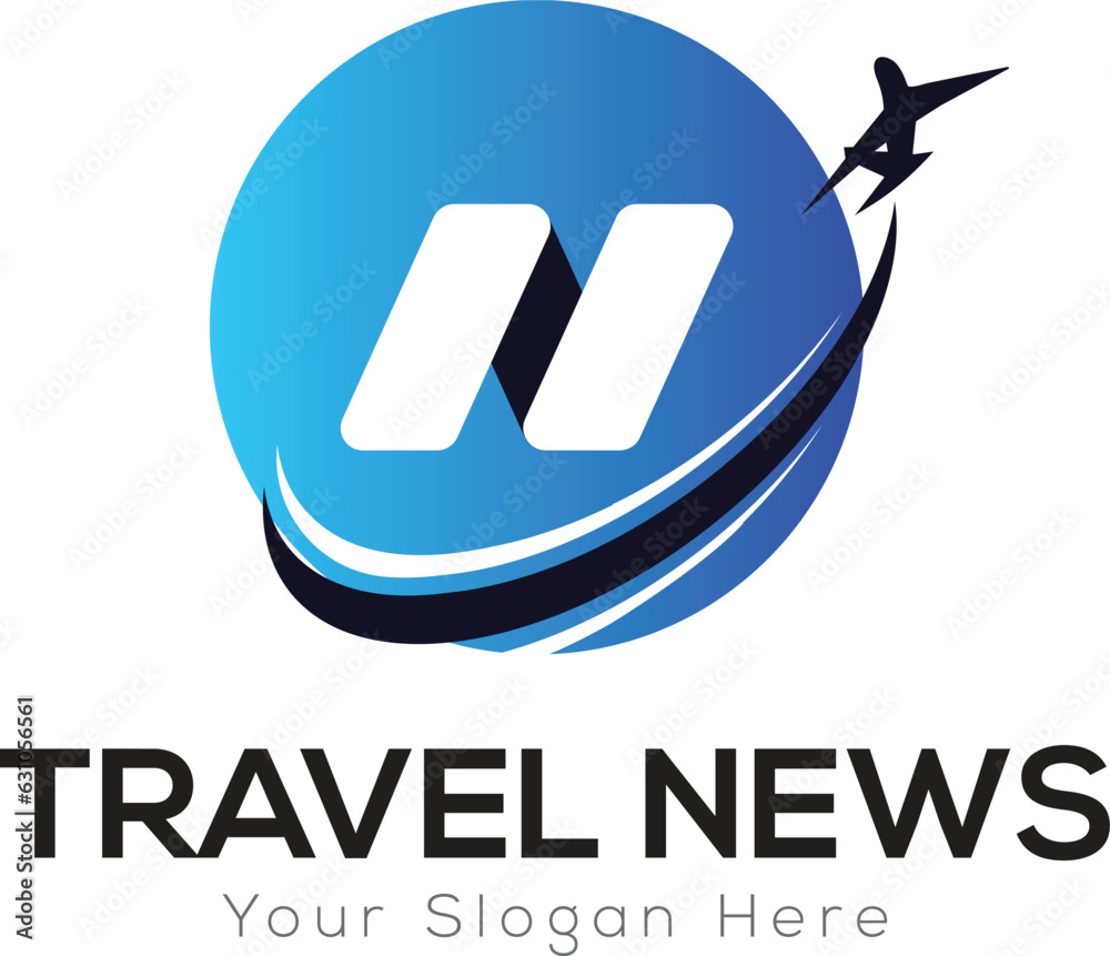 Simple travel news logo design template Stock Vector | Adobe Stock
