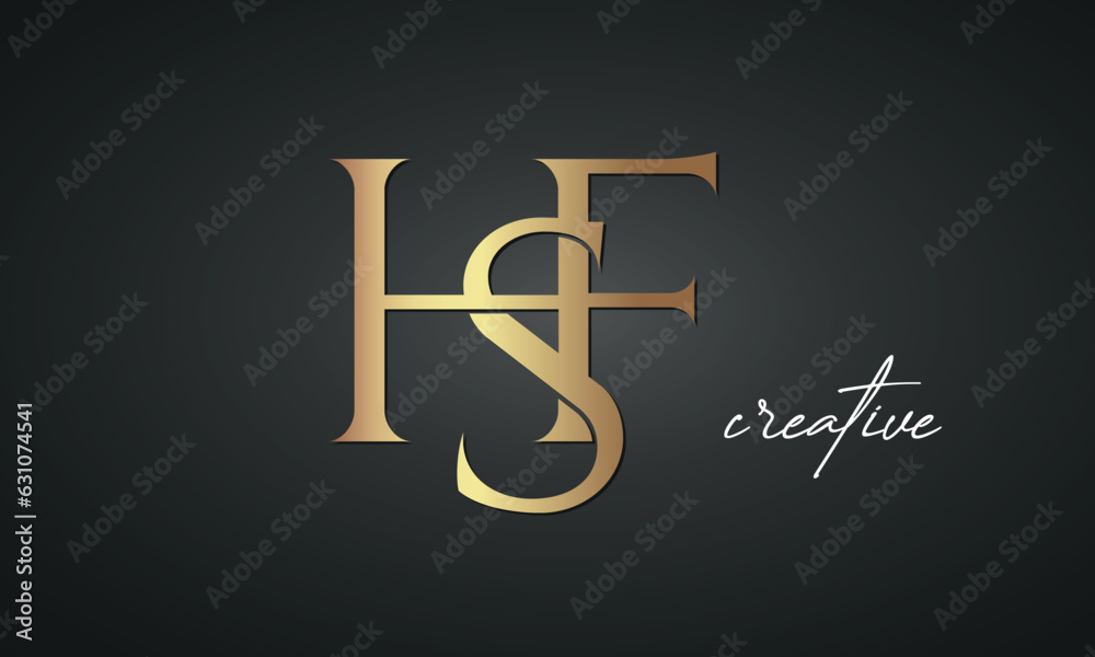 luxury letters HSF golden logo icon premium monogram, creative royal ...