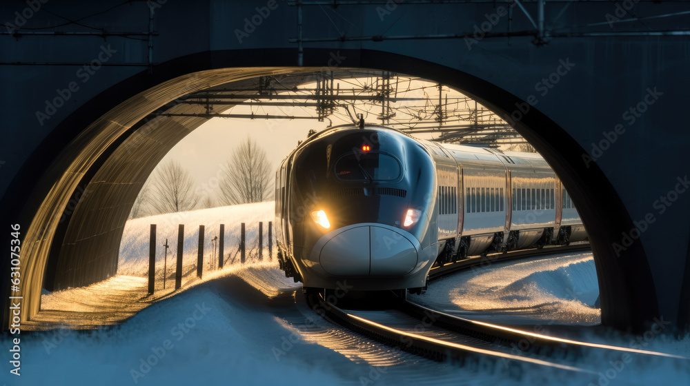 High speed train on the railway, Modern intercity passenger train ...