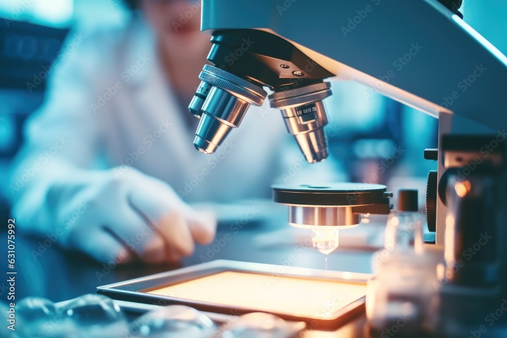 Microscope, Medicine equipment research setting in lab for chemistry ...