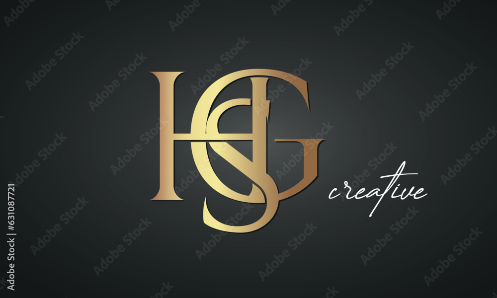 luxury letters HSG golden logo icon premium monogram, creative royal ...