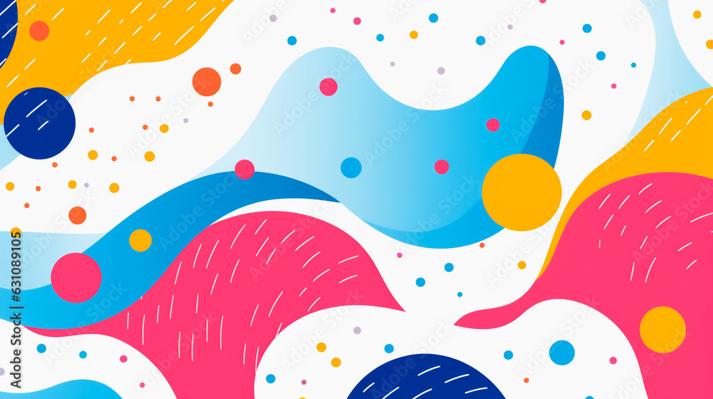 Colorful geometric shapes in Risograph texture style. Retro colors and ...