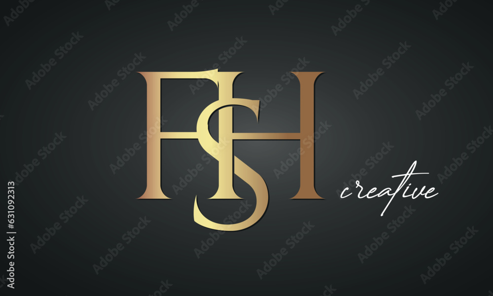 luxury letters FSH golden logo icon premium monogram, creative royal ...