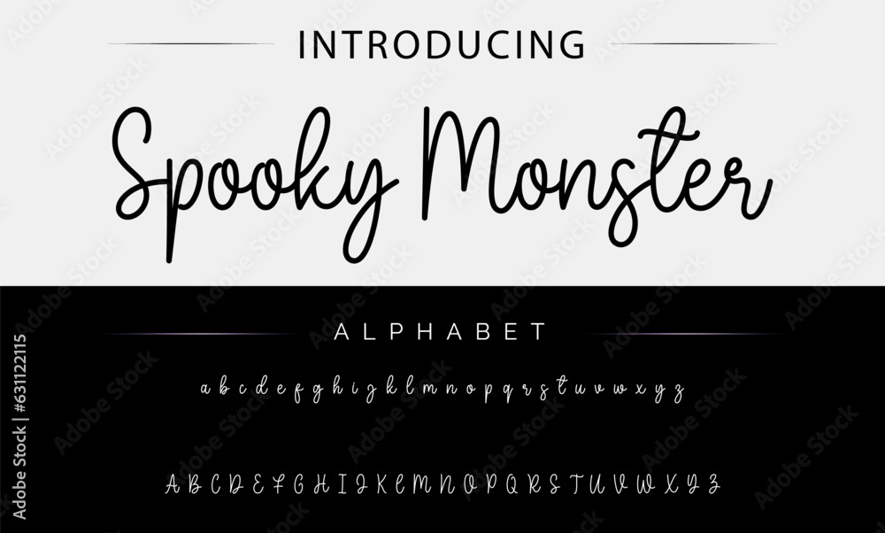 Spooky Monster Lettering signature font isolated on grey background ...