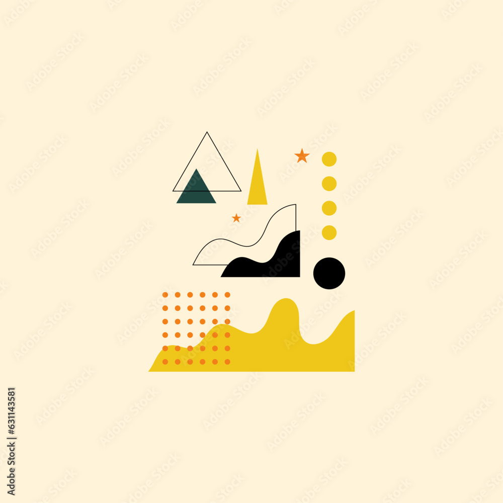 Geometric Shapes Abstract Trendy Collage with Fancy Forms Vector ...