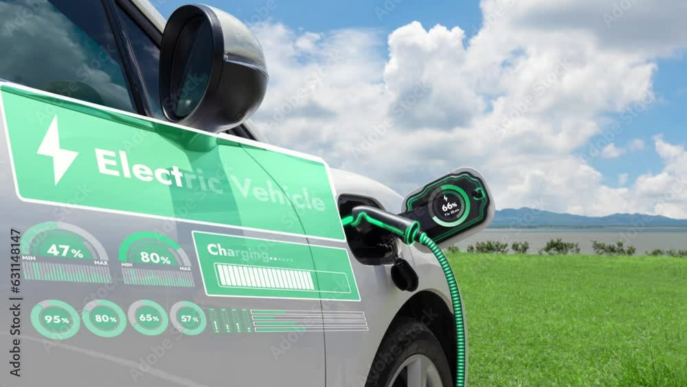 Electric car plug in with charging station, recharge battery by EV ...