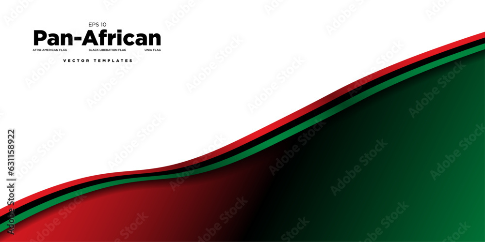 3d Rendered Pan-African Flag Ribbon gradient banner template. Afro ...