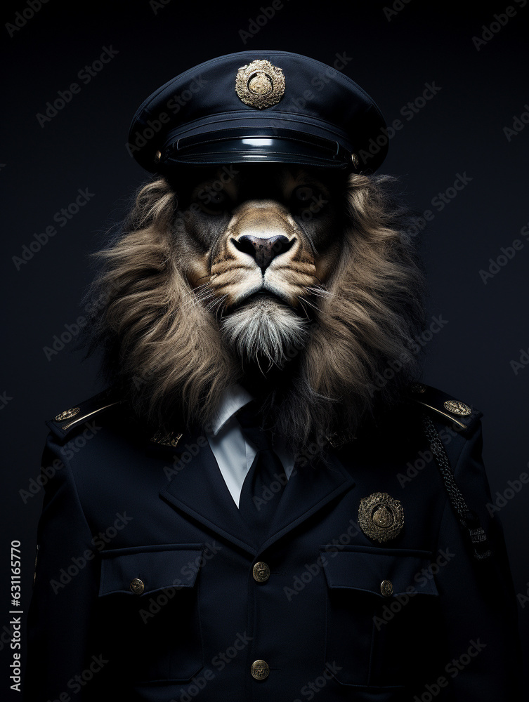 An Anthropomorphic Lion Dressed Up as a Police Officer Stock ...