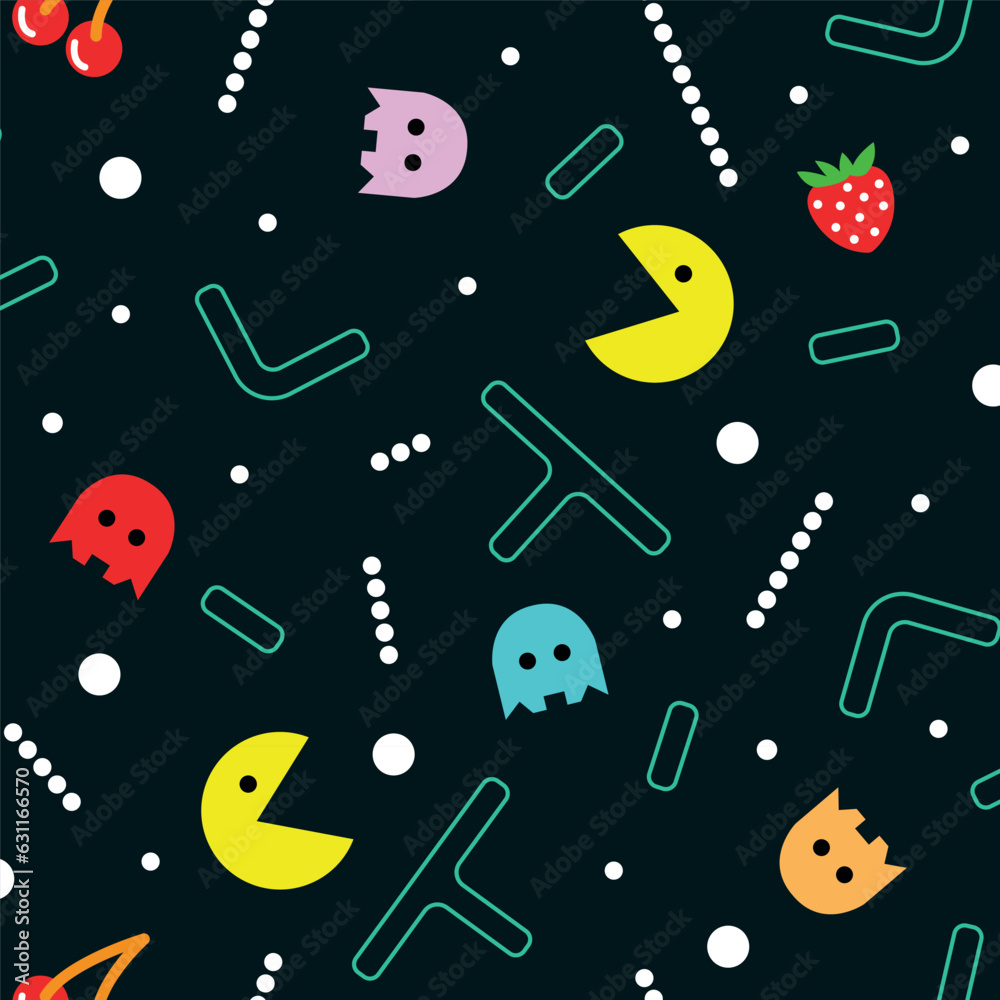 pattern seamless repeat nineties console retro 90s trend, vintage ...