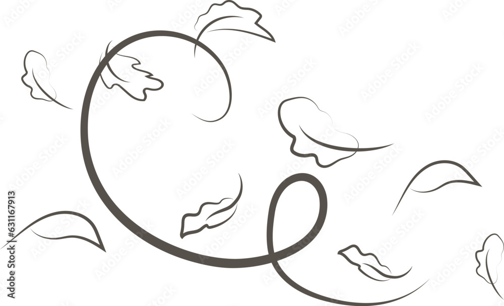 Wind blow set in line style.Wave flowing illustration with hand drawn ...