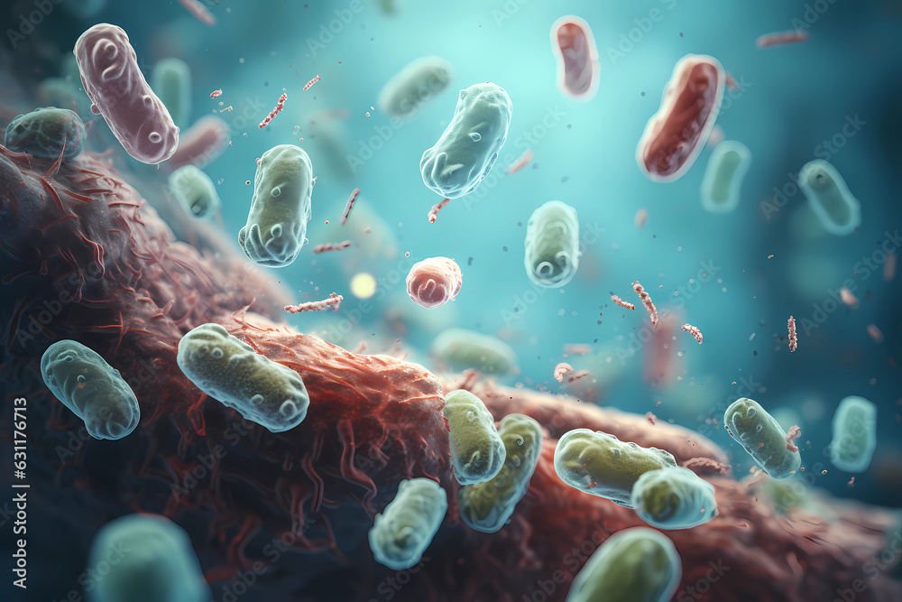 E. coli in the human body. viruses, microbes, bacteria. Stock ...