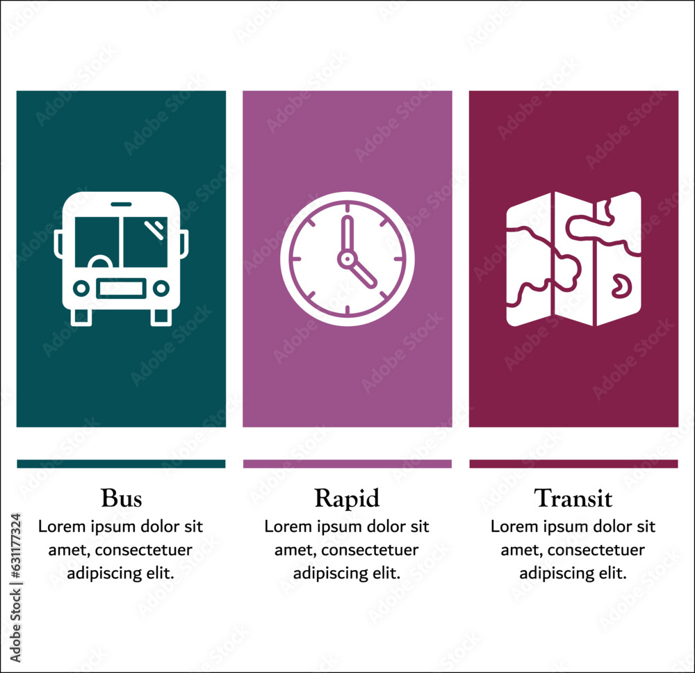 BRT - Bus Rapid Transit acronym. Infographic template with icons Stock ...