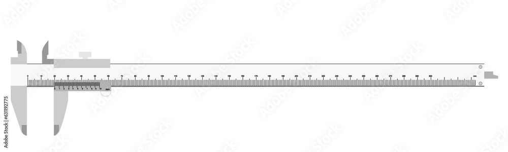 A Vernier caliper isolated on white background.. Its a visual aid to ...