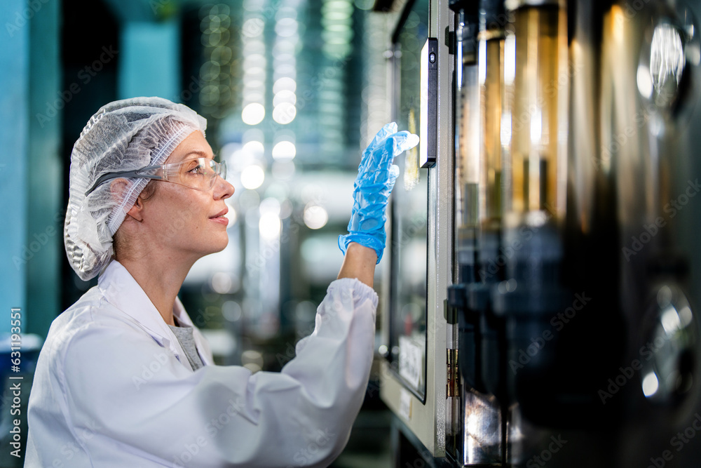 scientist woman worker checking and monitoring the control panel on ...