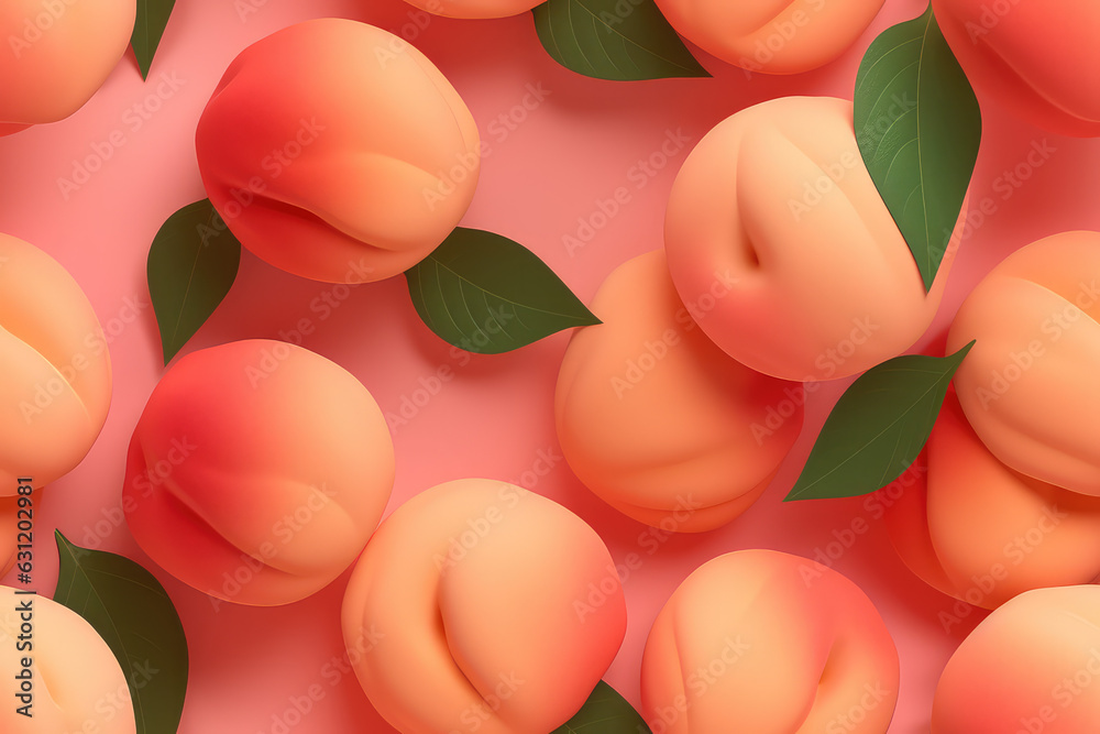 Ripe peach seamless pattern background, creative tile ornament, cartoon ...