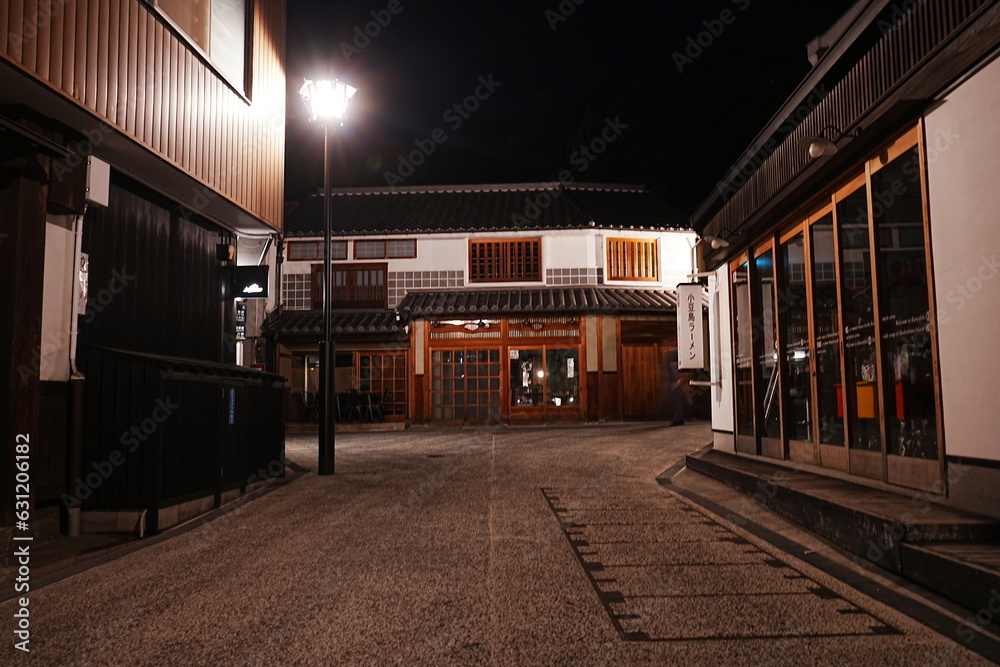 Night View of Bikan Historical Area, Old Japanese Town in Okayama ...
