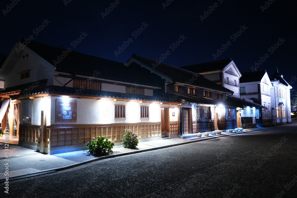 Night View of Bikan Historical Area, Old Japanese Town in Okayama ...