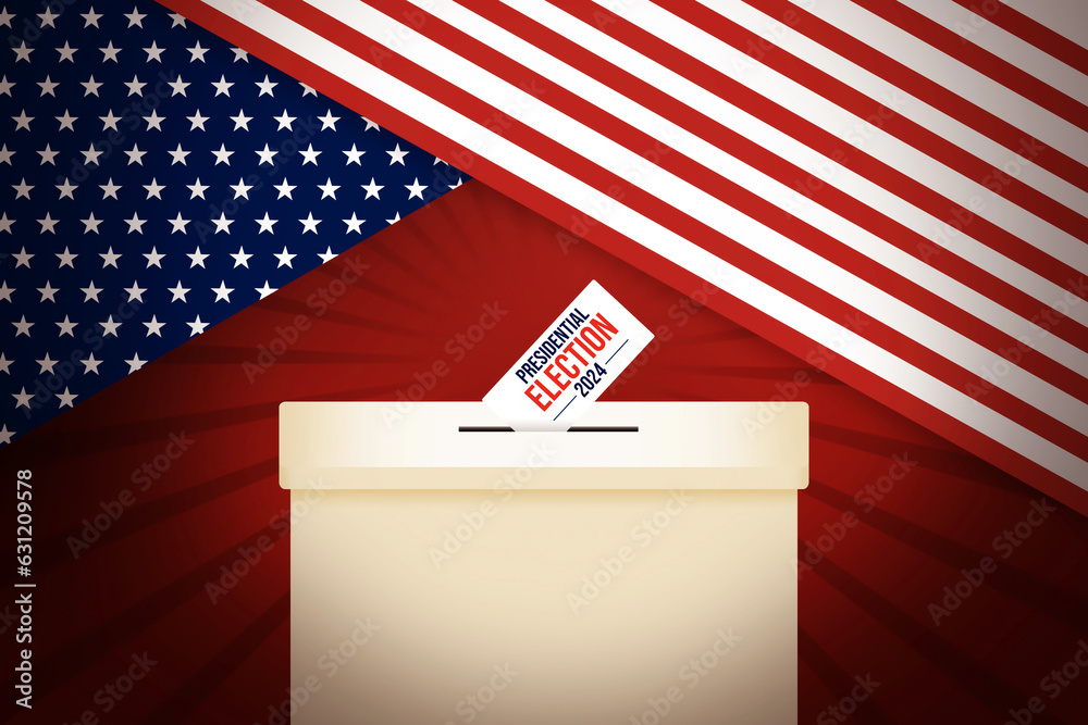 Presidential Election 2024 background design with American flag and ...