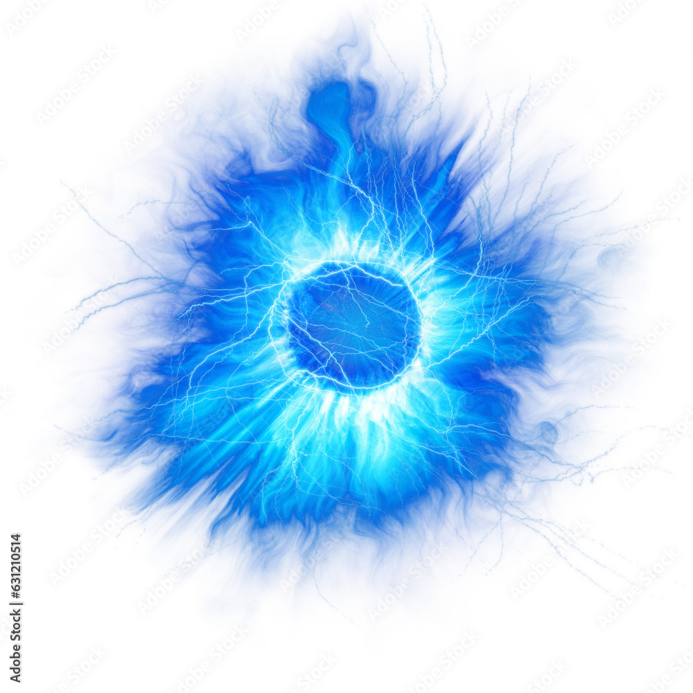 Powerful electrical discharge, lightning strike on transparent ...