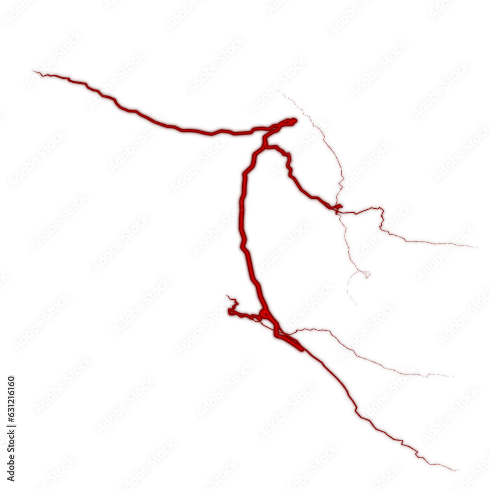 Vein isolated on transparent background. Human blood system. Red vessel ...