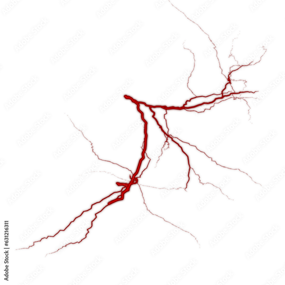 Vein isolated on transparent background. Human blood system. Red vessel ...