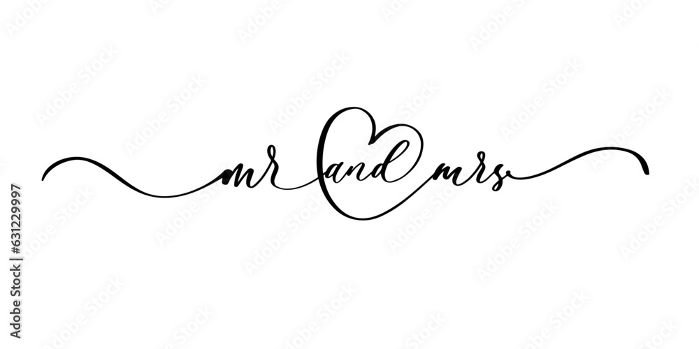 MR and MRS hand lettering, vector illustration. Hand drawn lettering ...