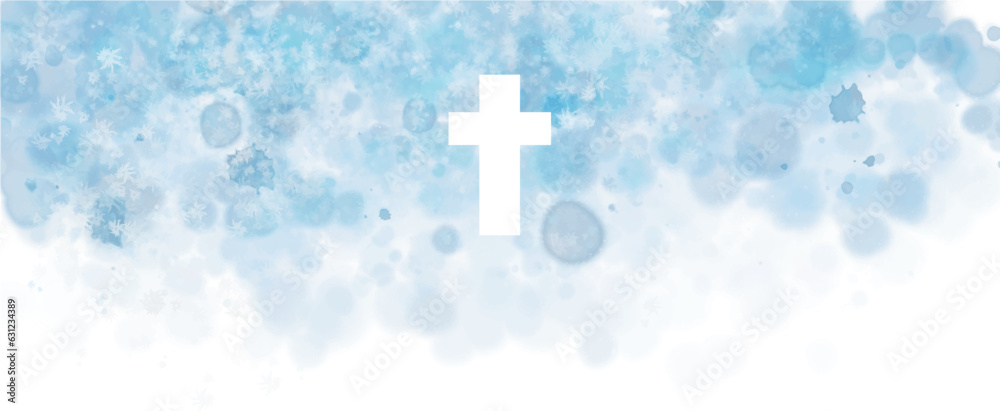 Vector blue religious background cross on blue background, Watercolor ...