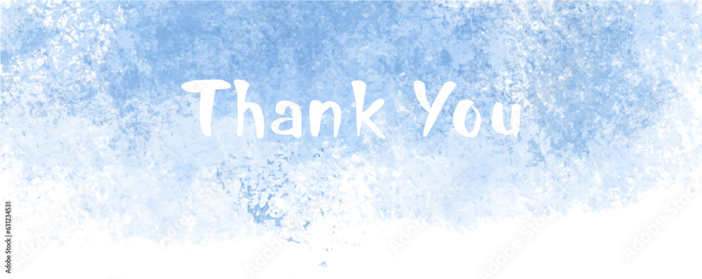 Vector text thank you in white color on the blue background hand-drawn ...