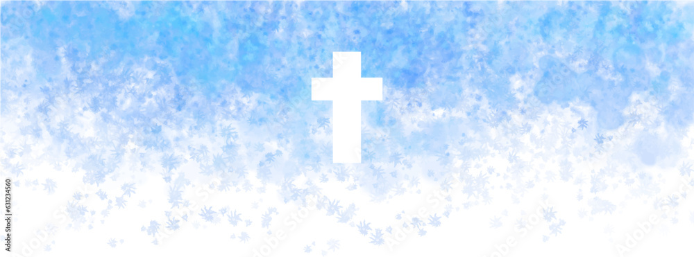 Vector blue religious background cross on blue background, Watercolor ...