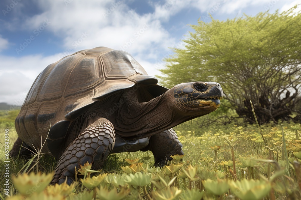 Giant Tortoise, (Geochelone nigra), the largest living species of ...