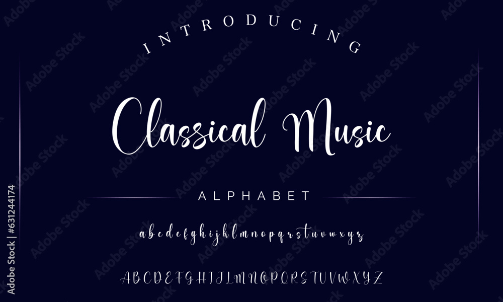 Classical Music Hand drawn vector alphabet. Modern monoline signature ...