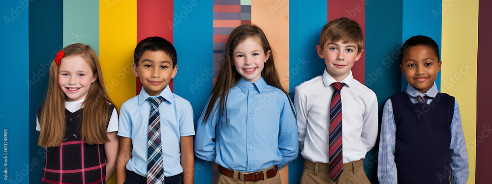 Collage photo of multiple different mixed races friendly schoolchildren ...