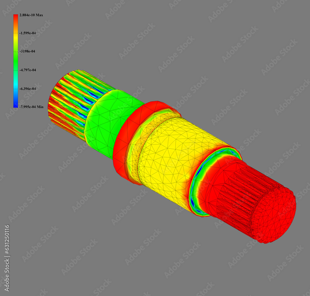 FEM analysis, finite element method analysis, axle grooved shaft ...
