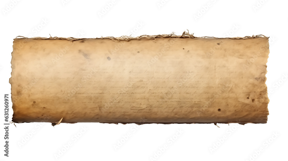 Vintage old parchment paper scroll full sheet transparent background ...