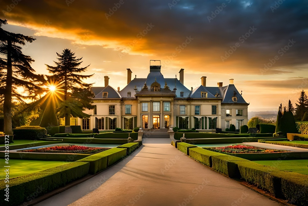 The exterior of Pittock Mansion in Portland, Oregon, presents a ...