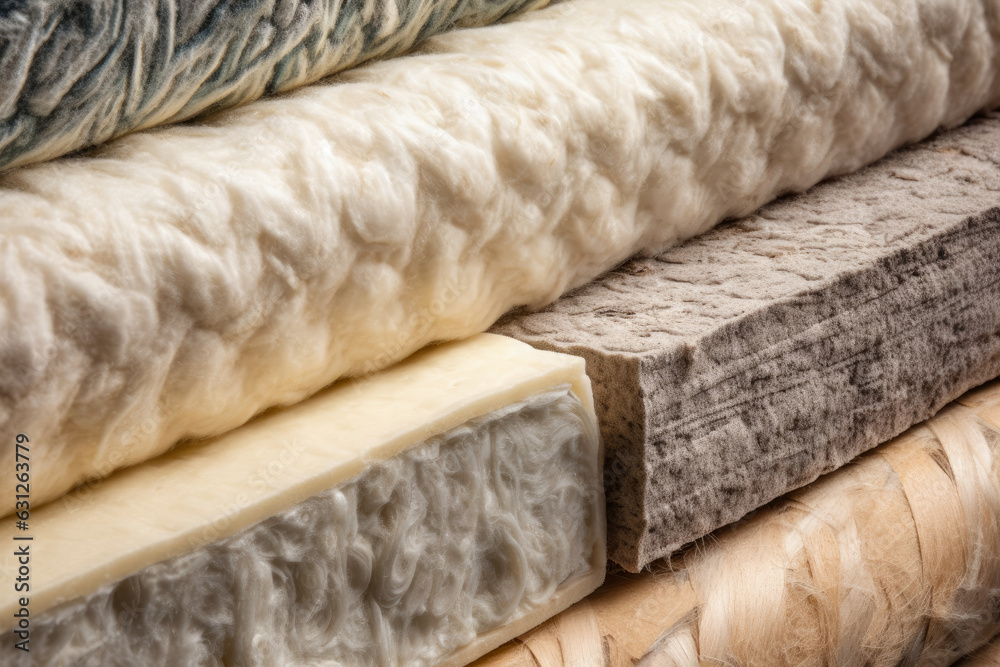 Close-up of Fiberglass Insulation Materials Featuring Textured Layers ...