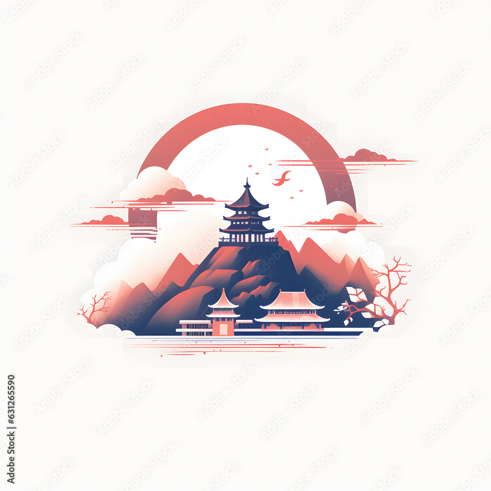 Japan temple logo Stock Illustration | Adobe Stock