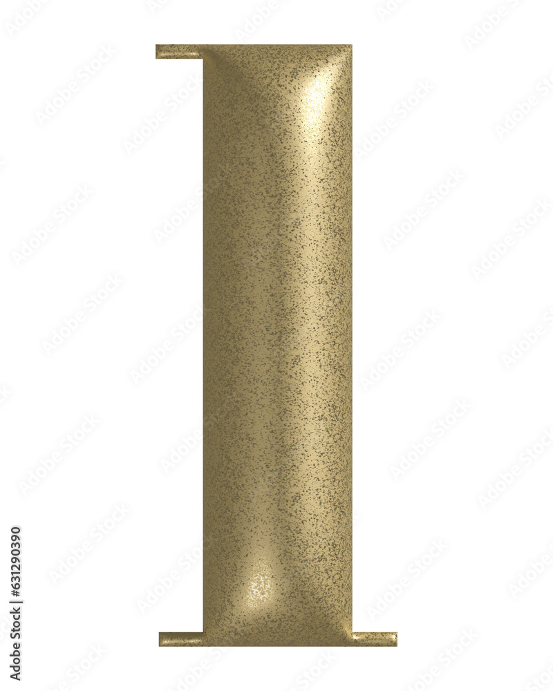 Letter L realistic gold 3d texture. Metal, inflate, lower case l serif ...