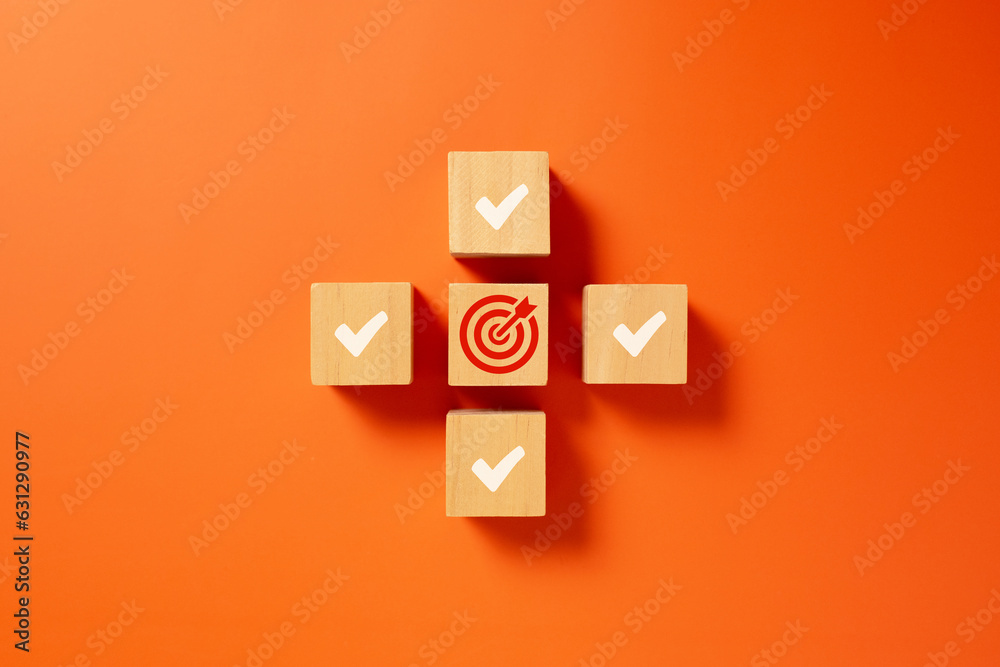Business target goal and arrow icons, Business strategy planning ...