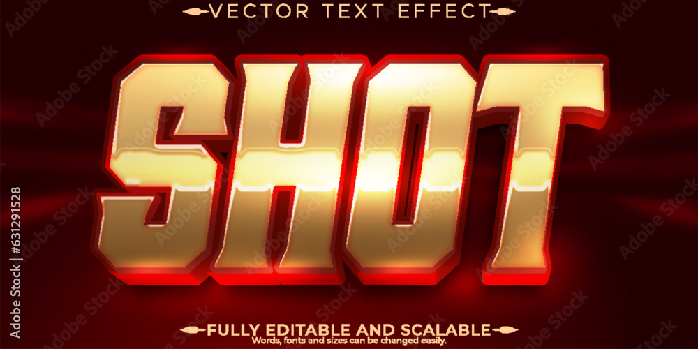 Shot bullet text effect, editable pistol and army text style Stock ...